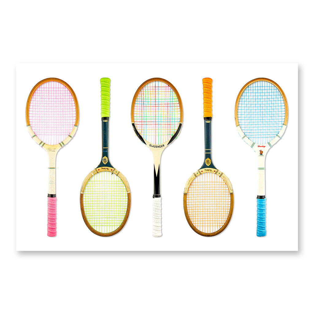 Tennis Art | Vintage Neon Rackets on Canvas – Good Boy Originals
